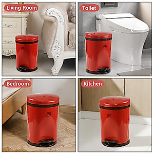 Uumitty 2.6 Gallon Round Step Trash Can, Compact Garbage Bin with Removable Inner Bucket, Small Step On Plastic Recycling Can