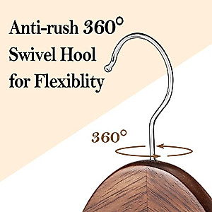 AMKUFO Wooden Hangers 20 Pack Wood Suit Hangers Non Slip Wooden Coat Hangers with Smooth Fnish Cut Notches 360° Swivel Hook Clothes Hangers for Jeans Pants Jackets Shirts Dresses, Walnut