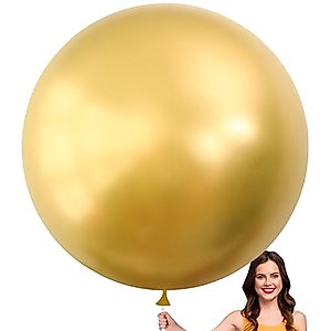 RUBFAC 36in Gold Giant Balloons, 5pcs Metallic Gold Latex Helium Balloons for Birthday Wedding Party Photo Shoot Baby Shower Decoration