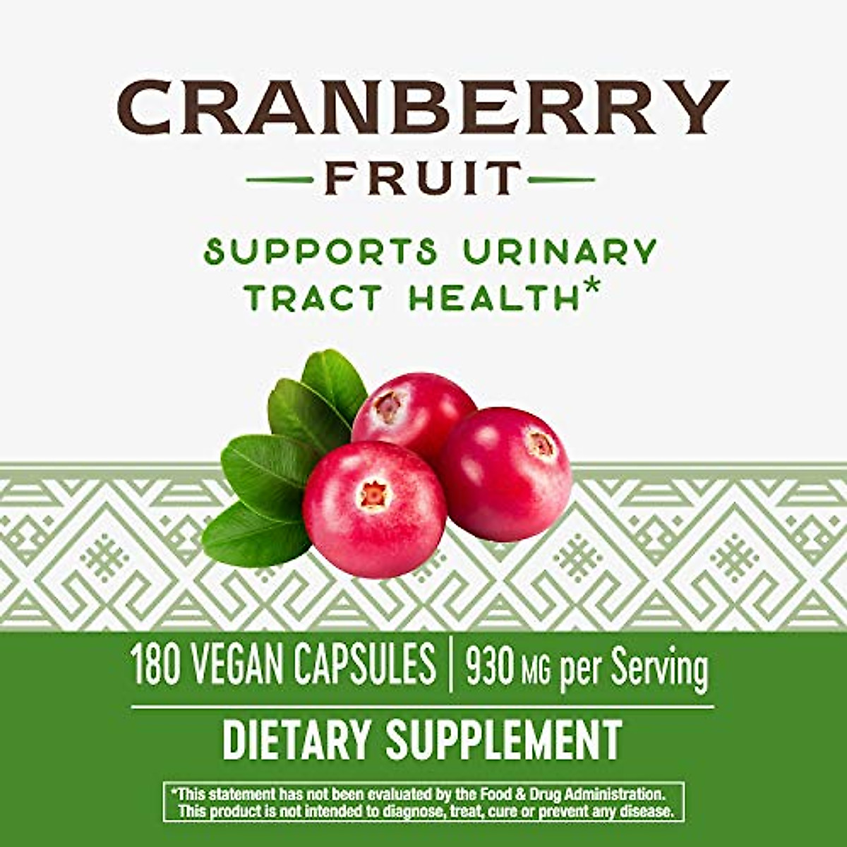 Nature's Way Cranberry Fruit, Urinary Tract Health Support* Supplement, 930 mg per serving, 180 Capsules
