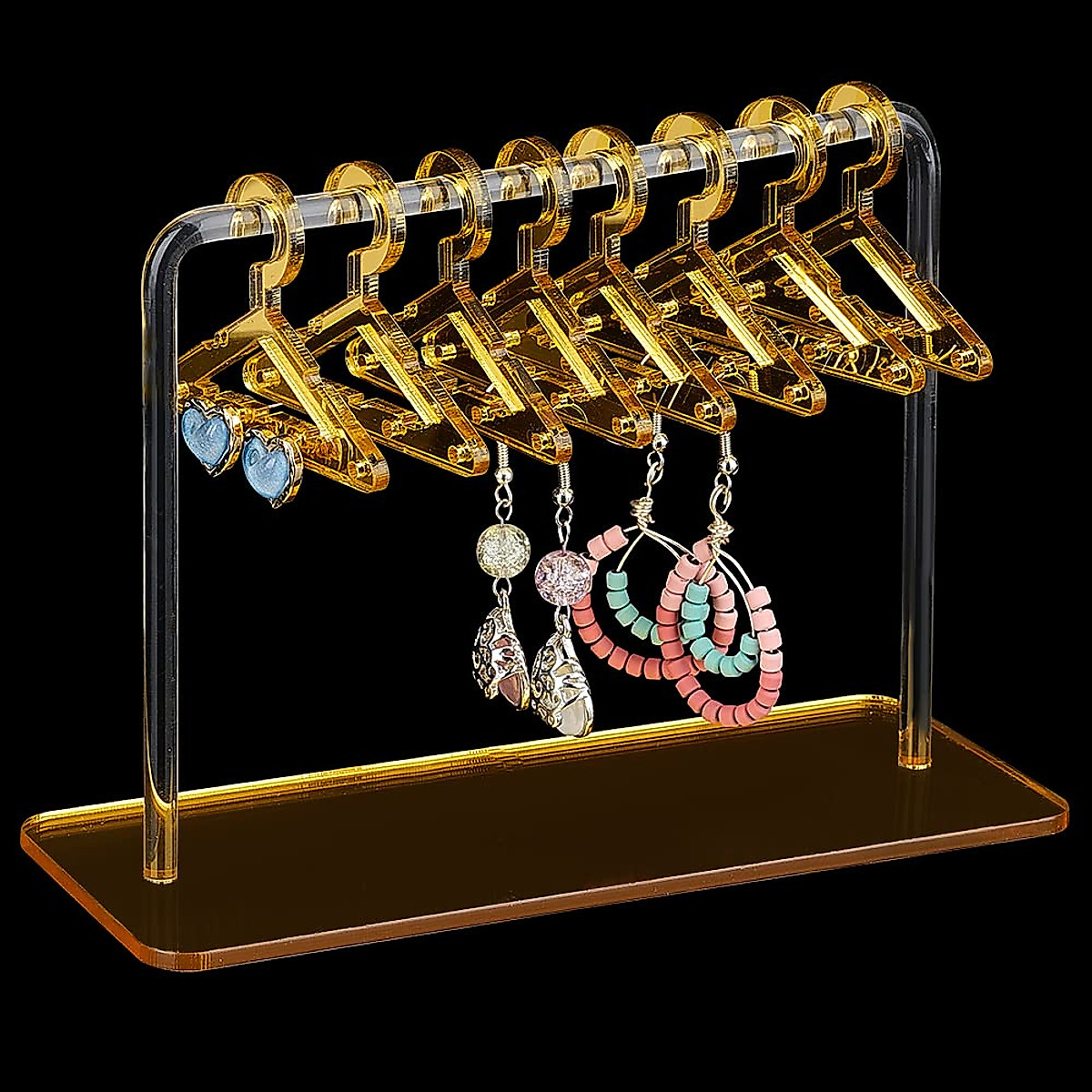 PH PandaHall Earring Holder Stand, Cloth-Horse Shape Jewelry Display Gold Dangle Earring Hanging Organizer Acrylic Ear Studs Display Rack for Retail Show Personal Exhibition, 2.3x5.9x4.2inch