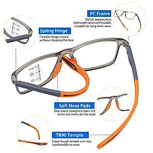 K.LAVER Photochromic Progressive Multifocus Reading Glasses Men Women Workspace Blue Light Blocker No Line Multifocal Readers With Spring Hinge TR90 Frame UV400 Protection Transition Sunglasses 2.5