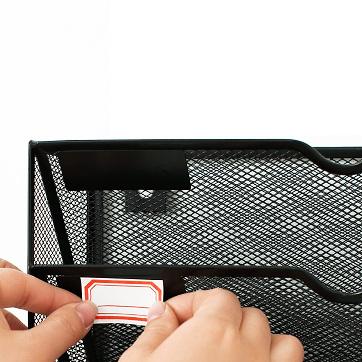 Wall File Organizer 5 Tier Heavy Duty Metal Mesh Hanging Mail Magazine Rack 41 x 32 x 10 cm Vertical Paper Holder for Newspaper Folders(Black)