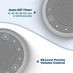 Buffbee Sound Machine & Alarm Clock 2-in-1, 18 Soothing Sound, 7 Night Light, Sleep Timer, Precise 30-Level Volume Control White Noise Machine