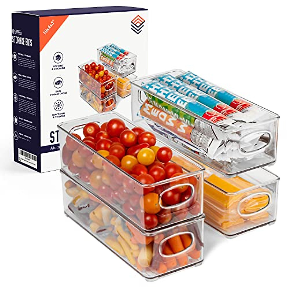ClearSpace Plastic Pantry Organization and Food Storage Bin – Great Kitchen Organization and Kitchen Storage – Fridge Organizer Bins, Pantry Storage – 4 Pack