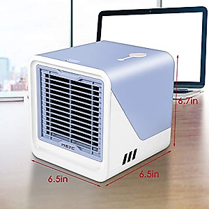 Air Cooler, Mini Portable Air Conditioner Fan Noiseless Evaporative Air Humidifier, Personal Space Air Conditioner, Mini Cooler,3 Gear Speed, LED Night, Office Cooler Humidifier & Purifier