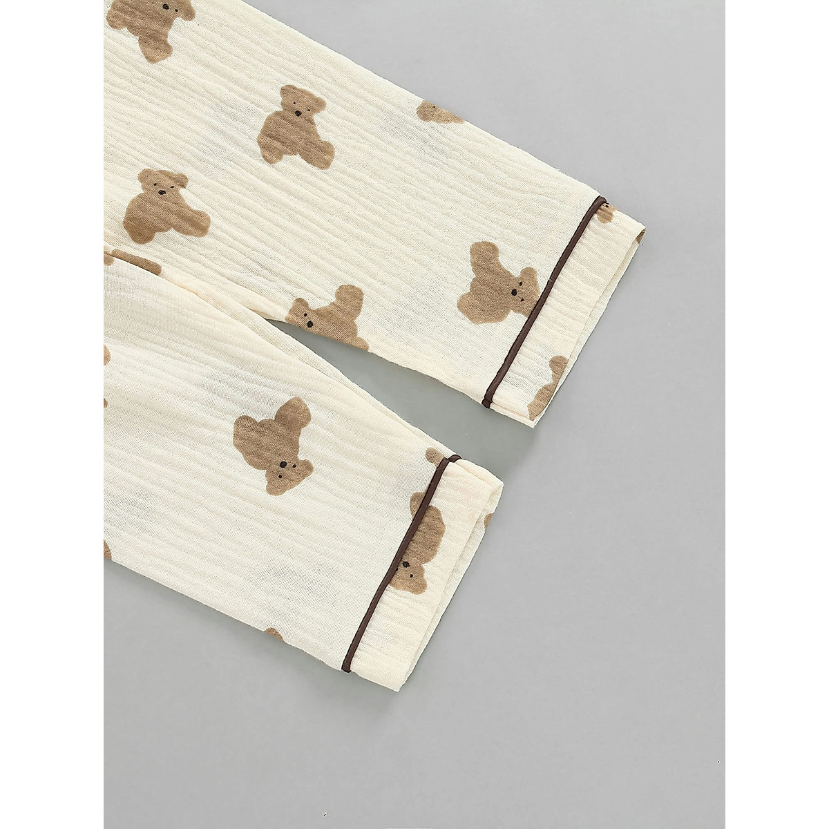 BULINGNA Kids Toddler Girl Boy Two Piece Pajamas Set Long Sleeve Button Down Pajama Shirt Top Long Pants Bear Sleepwear Pjs Set (Apricot, 2-3T)