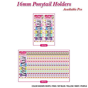 Beauty Town 24 Count Girls Hair Ties with Balls Bubble Twinbead Ponytail Holders (White, Pink, Sky Blue, Yellow, Mint, Purple)