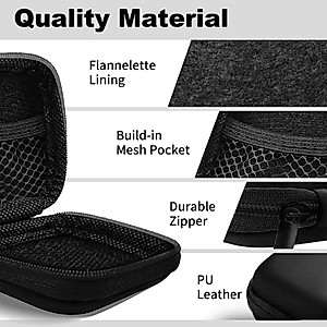 Woyinger Square Earbud Case Portable EVA Carrying Case Storage Bag Cell Phone Accessories Organizer with Carabiner for Earphone, Earbud, Earpieces, SD Memory Card, Camera Chips,Black