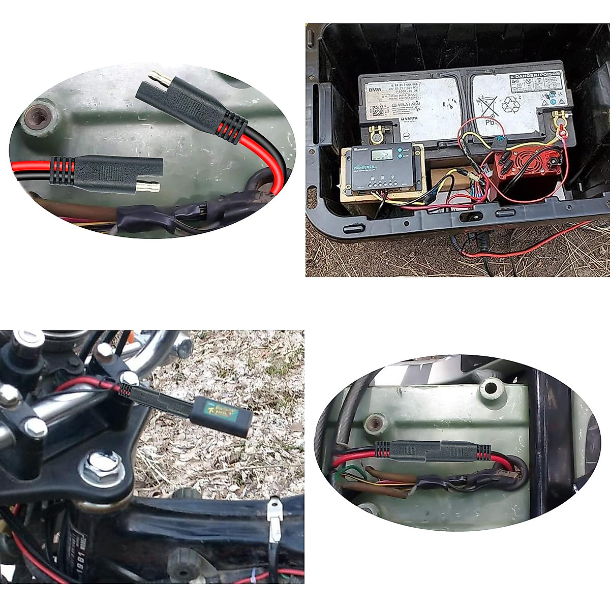 JXMXRPV SAE to SAE Extension Cable 12AWG 6FT, SAE Extension Cable Quick Disconnect Connector with SAE Polarity Reverse Adapter Trolling Motor RV Battery Motorcycle Cars Tractor (12AWG 6FT)