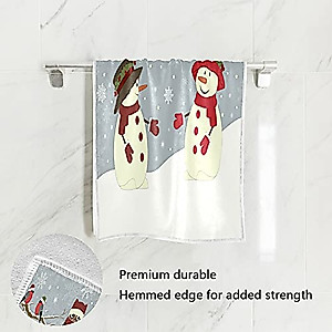 FFYHO Winter Snowman Owls Soft Hand Towels 30x15,Decorative Christmas Birds Cute Fingertip Kitchen Dish Towels Washcloth for Bathroom, Hotel, Gym and Spa