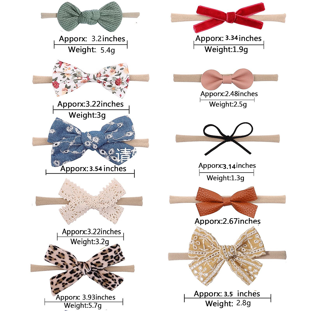 Hjiaruiky Baby Girl Headbands and Bows Nylon Elastic Bow Headbands for Baby Girls Newborn Handmade Hairbands Hair Accessories for Infant Toddler