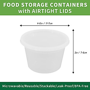 [50 Sets - 16 oz.] Plastic Deli Disposable Food Storage Containers With Airtight Lids, Deli, Slime, Soup, Meal Prep Containers | BPA Free | Stackable | Leakproof | Microwave/Dishwasher/Freezer Safe…
