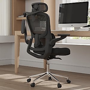 Novilla Ergonomic Office Chair, High Back Mesh Desk Chair with Thick Molded Foam Cushion, Adjustable Lumbar Support, Swivel Computer Gaming Chairs with Adjustable 2D Headrest and 3D Armrests, Black