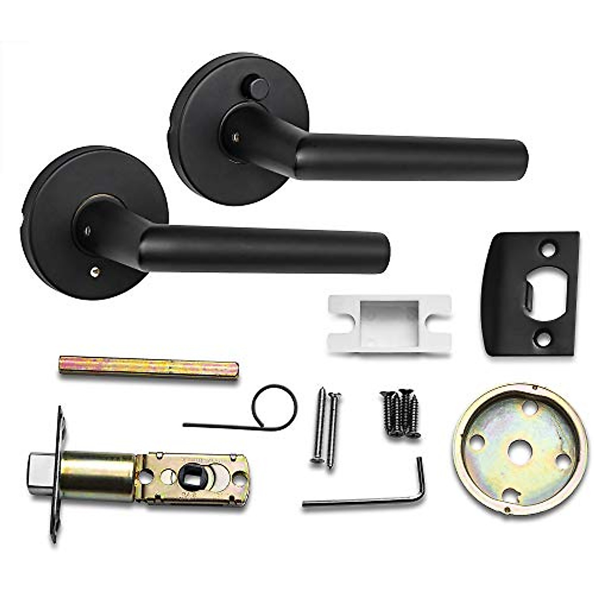 Berlin Modisch Privacy Lever Door Handle Sleek Round Easy to Open Locking Lever Set [for Bedroom or Bathroom] Reversible for Right & Left Sided Doors Heavy Duty - Iron Black Finish