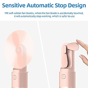 ievei Portable Handheld Fan, Powerful Personal Mini Fan Hand Fan 2 Speed Adjustable USB Rechargeable for Home Office Outdoor Travel, Pink