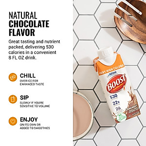 BOOST Very High Calorie Nutritional Drink – Helps Weight Gain & Maintenance - 530 Calories - 26 Vitamins & Minerals - 22 g Protein - Calorie-Dense Nutritional Drink - Chocolate - 8 fl oz (Pack of 24)