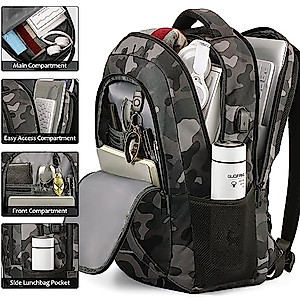 BIKROD Backpack for Men, Large School Backpacks for Teens Water Resistant Travel Back Pack with USB Charging Port, Business Anti Theft Durable Computer Bag Gifts Fits 17.3 Inch Laptop