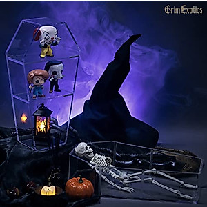 GrimExotics Acrylic Coffin Shelf – Spooky Gothic Decor for Home, Clear Acrylic Funko Pop Display Shelf for Wall and Table Top with Removable Shelves – 15 inches Tall by 8 inches Wide
