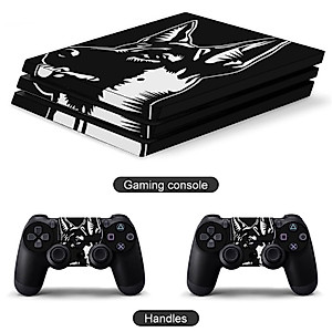 German Shepherd Head Decal Cover Sticker for PS-4 Slim PS-4 Pro Decal Sticker Compatible with PS-4 Controller Funny