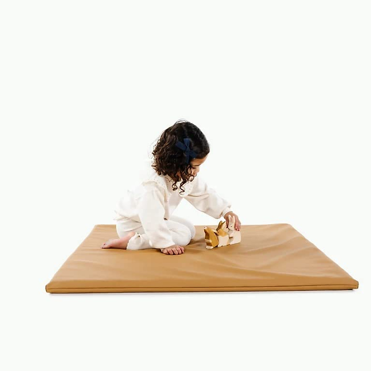 Baby Play Mat - Premium Padded Square Floor Mat by Gathre, Wipeable & Water Resistant Play Pad for Kids, Toddlers, and Babies, Foldable and Soft Crawling Playmat (36 x 36 x 1.5 inches, Camel)