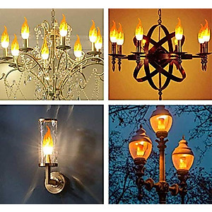 Flame Flickering Glowing Amber Fire Effect LED Light Bulb in E26 Medium Edison Screw Base DC 12 Volt Landscaping Low Voltage Lighting for Home Landscape Outdoor Battery System 4W