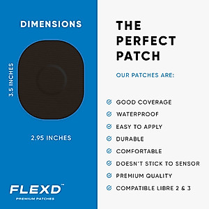 Flexd - Freestyle Waterproof Sensor Covers for Libre 2 & 3 - (30 Pcs) - Libre 3 Sensor Covers - CGM Adhesive Patches - Without Adhesive in The Center - (Oval - Black)