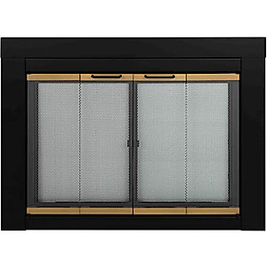 Pleasant Hearth AR-1022 Arrington Fireplace Glass Door, Black, Large
