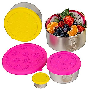 JaceBox Snack Containers for Kids - Stainless Steel Food Containers Leak proof Plastic FREE Silicone Lid Turtle Design