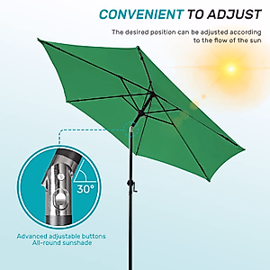 HIPPUS Led Patio Umbrellas 9FT Umbrella Outdoor Patio,with Colour LED Lights, Waterproof,Premium Table Umbrella Outdoor Patio,6 Steel Ribs, Dark Green