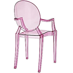 Modway Casper Modern Acrylic Stacking, Two Dining Armchairs, Pink