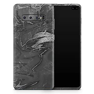 DesignSkinz Black & Silver Marble Swirl V7 Protective Vinyl Decal Wrap Skin Cover Compatible with The Samsung Galaxy S20 (Screen Trim & Back Glass Skin)