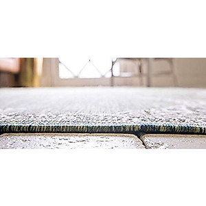 Unique Loom Collection Traditional Classic Heathered Center Medallion Indoor/Outdoor Flatweave Area Rug, Rectangular 5' 0" x 8' 0", Green/Gray