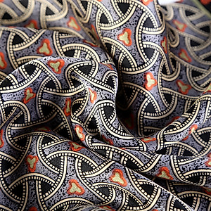 YangtzeStore Charmeuse Satin Silk Scarf for Men (Black with Check Pattern)