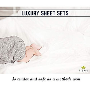 Tissaj Organic Cotton Sheets King Size – Ultra White – GOTS Certified – Durable Luxury Quality – Extra Deep Pockets & Secure Fit – Premium Bedding – Sateen Weave – with Carry Pouch – Set of 4