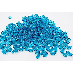 AKOYA Outdoor Essentials 10-Pound Fire Glass Cashew 1-inch Reflective Tempered Crystal Beads for Fire Pit (Caribbean Blue)