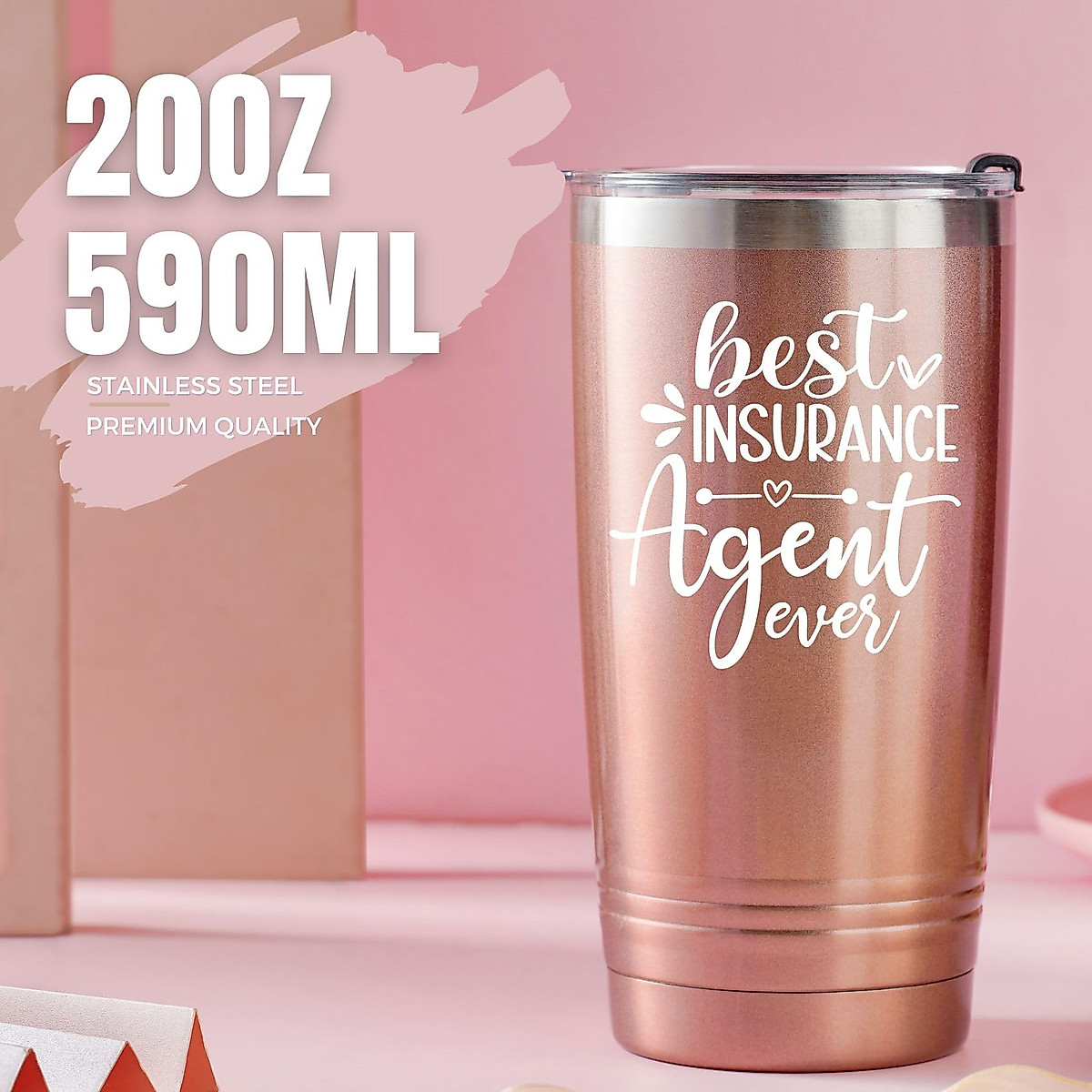 Onebttl Insurance Gifts for Women, Best Insurance Agent Ever, Stainless Steel Tumbler 20oz, Birthday Chiristmas Gifts for Women, Coworker, Boss