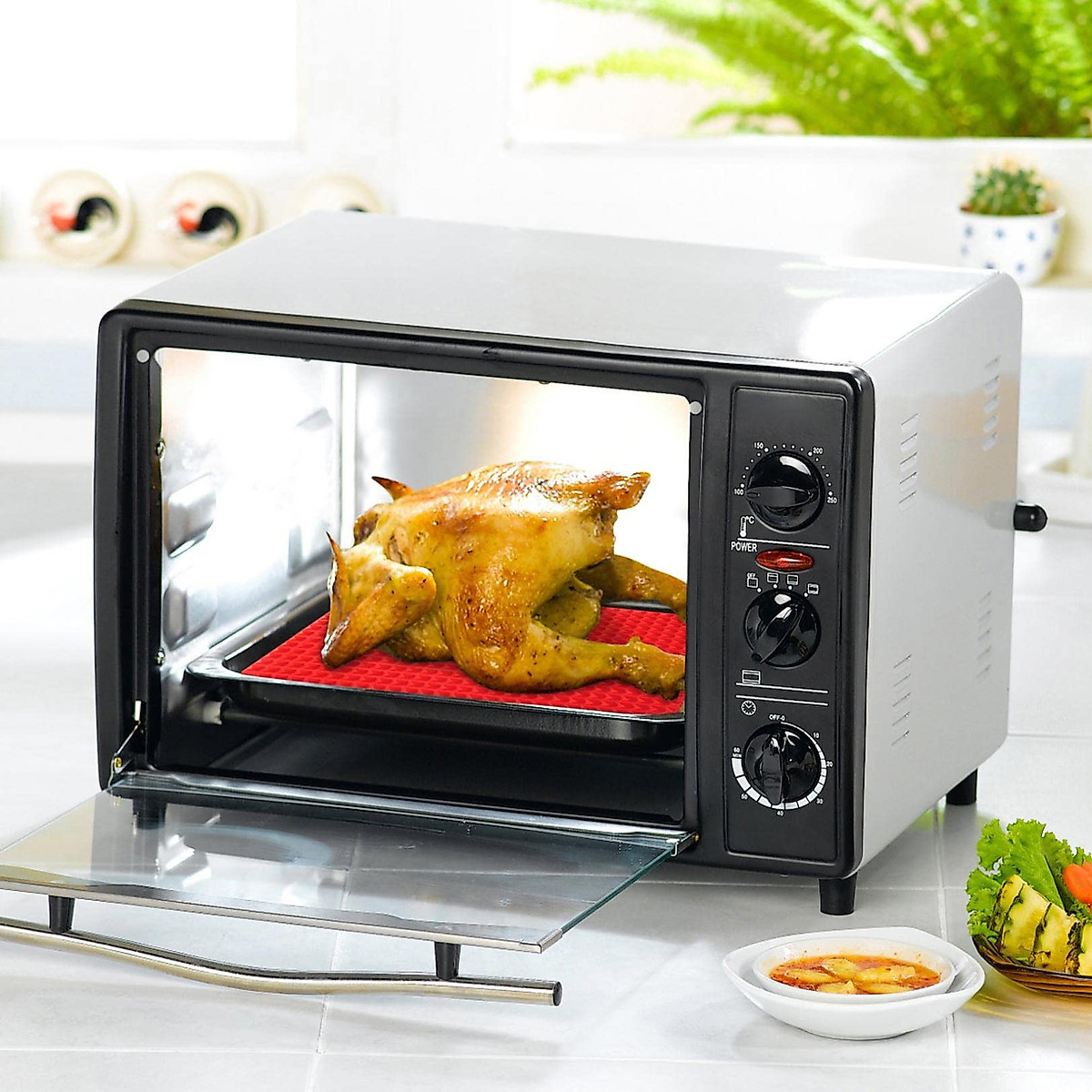 Utoimkio Non-Stick Silicone Baking Mat, Sheets Cooking Pan Tray Oven 15'' x 10'' Large Healthy Fat Reducing Sheet for Grilling BBQ (2 Pack) as shown