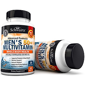 Once Daily Multivitamin for Men 50 and Over - Supplement for Heart Health Support - with Zinc, A, B, C, D3, E Vitamins - for Memory & Brain Health Support - Designed for Whole Body Health - 60 Count