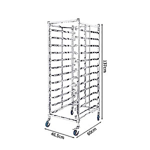 12-Tier Bakery Rack Commercial Sheet Pan Rack with Brake Wheels for Kitchen Restaurant and Pizzeria Commercial Bread Pan Cooling Racks for Cooking and Baking