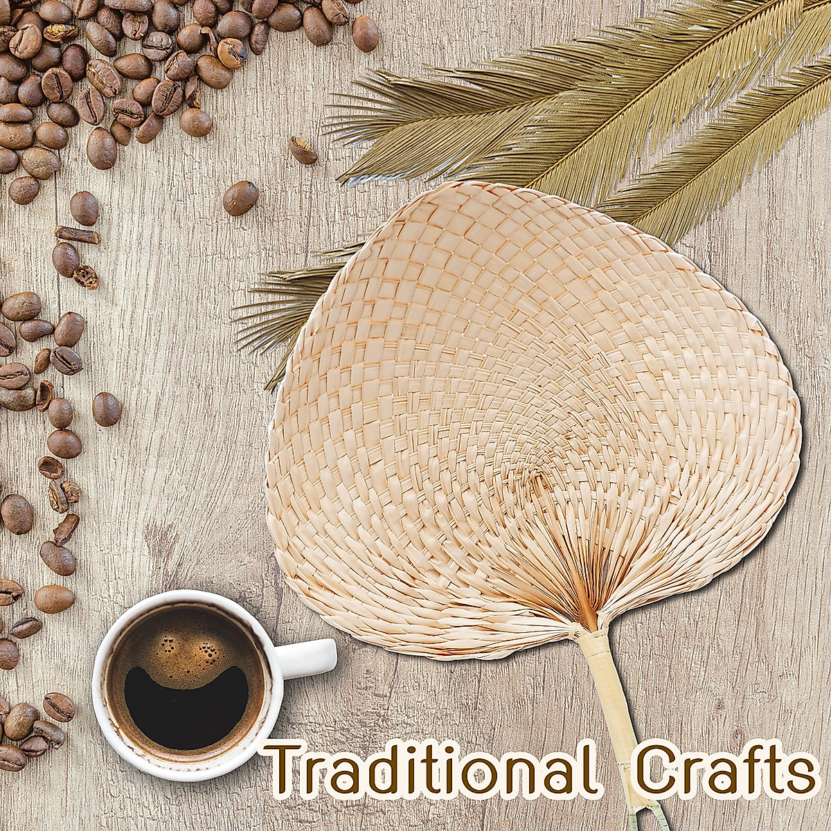 Palm Leaf Fan Woven Farmhouse Kitchen Summer Cooling Party Beach Wedding Camping 1 Pack (Standard)