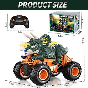 Bennol Remote Control Dinosaur Car for Boys Kids, 2.4Ghz RC Dinosaur Truck Toys for Toddlers, Electric Hobby RC Car Toys with Light & Sound Spray for 3 4 5 6 7 8 Year olds Kids Boys Girls