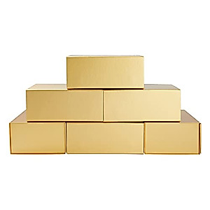 Stockroom Plus 6 Pack Magnetic Gift Boxes with Lids, 9.5 x 7 x 4 Inches for Birthday, Wedding, Groomsman and Bridesmaid Proposal Box (Gold)