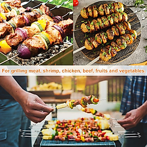 Oligei 24 PCS Metal Skewers, Kabob Skewers, Metal Skewers for Kabobs, Flat Skewers for Grilling, Reusable Metal Skewers for Grilling, Grill Skewers for BBQ, Meat and Vegetable