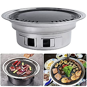 TAMYID Charcoal Grills, BBQ Grills Charcoal Barbecue Grill Stainless Steel Non-stick Barbecue Tray Grills Charcoal Stove For Outdoor Camping (Color : Stove with pan)