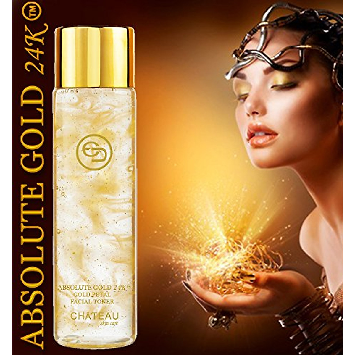Absolute Gold 24K Gold Petal Facial Toner - 24K Shimmer Glow Fluid (Pack 2). 24 Karat Gold/Collagen/HYALURONIC Acid. for All Skin Types.