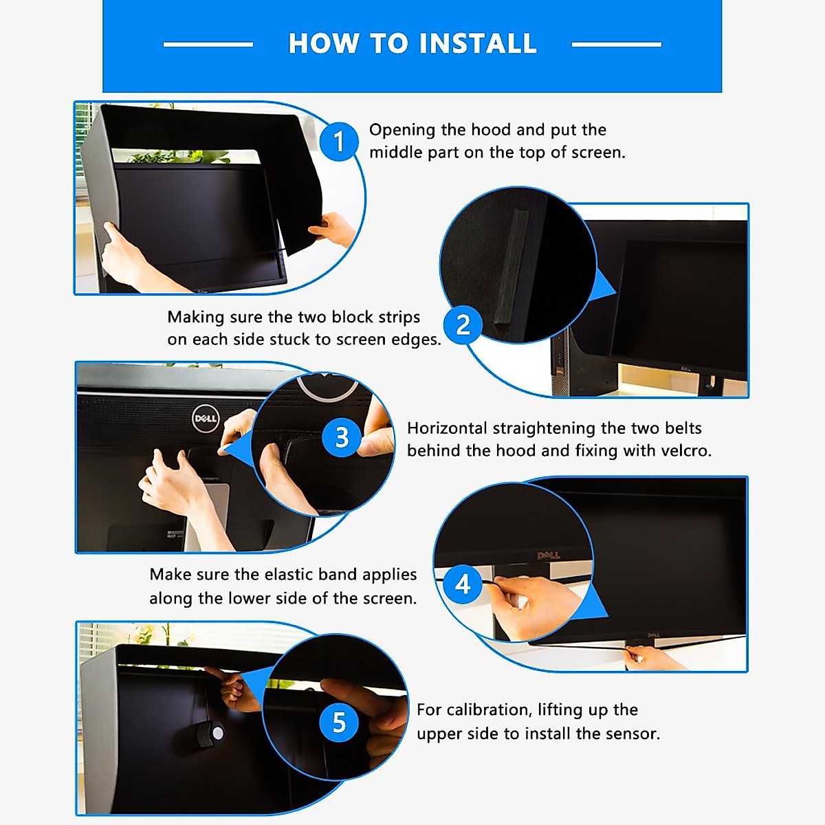 iLooker 22E 21~22 inch LCD LED Video Monitor Hood Sunshade Sunhood for Dell HP Viewsonic Philips Samsung LG EIZO NEC ASUS ACER BENQ AOC Lenovo, Fits Monitor Frame Width 505-525mm