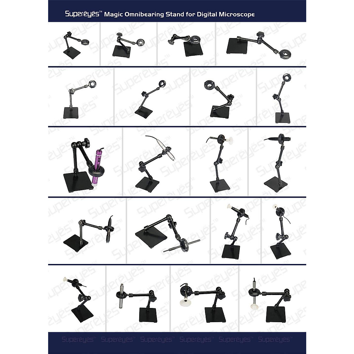 Supereyes Z004 Magic Universal Adjustable Stand for Handheld Digital Microscope Magnifer Endoscope Otoscope Loupe