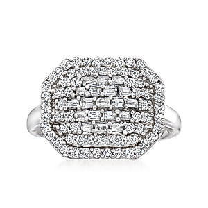 Ross-Simons 1.00 ct. t.w. Diamond Octagon Ring in Sterling Silver. Size 10