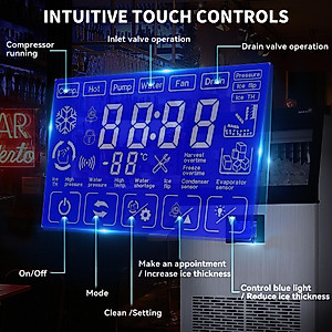 YITAHOME Upgraded Commercial Ice Maker Machine, 120LBS/24H Ice Maker with 33LBS Storage Bin, LCD Panel with Blue Light & Stainless Steel Scoop for Restaurant, Home, Bars, Coffee Shop(40PCS)